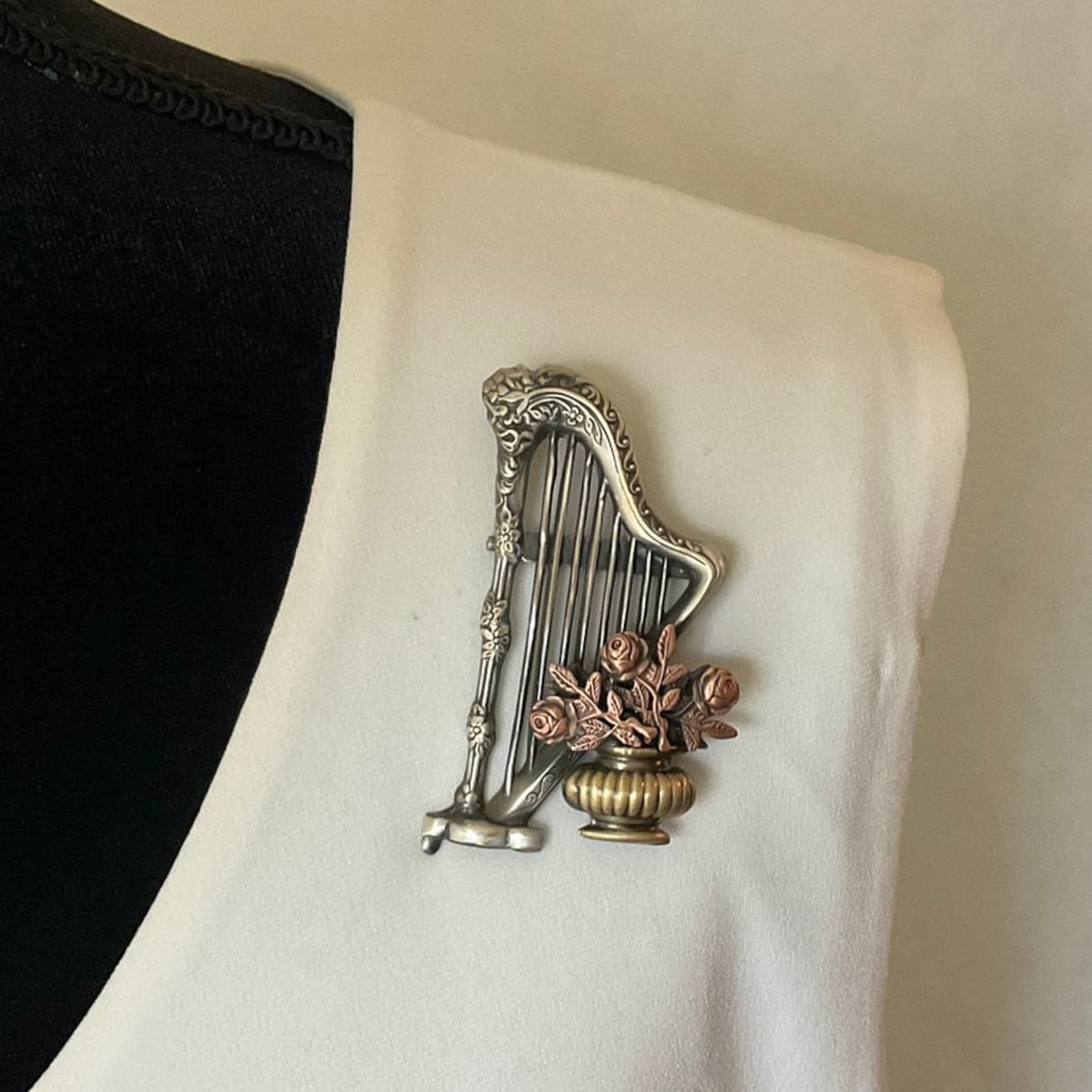 Harp Brooch Harp Musical Instrument Harp Jewelry Harp Pin - Etsy