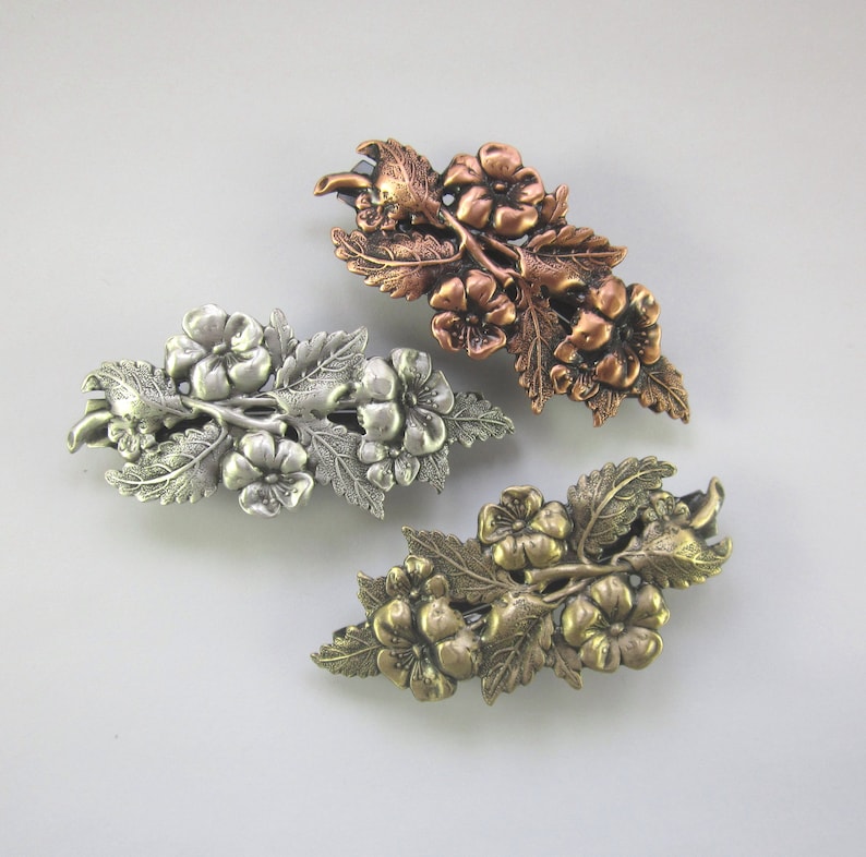 FLOWER BOUQUET 60mm French Barrette- Barrettes for Thin Hair- Accessory ...