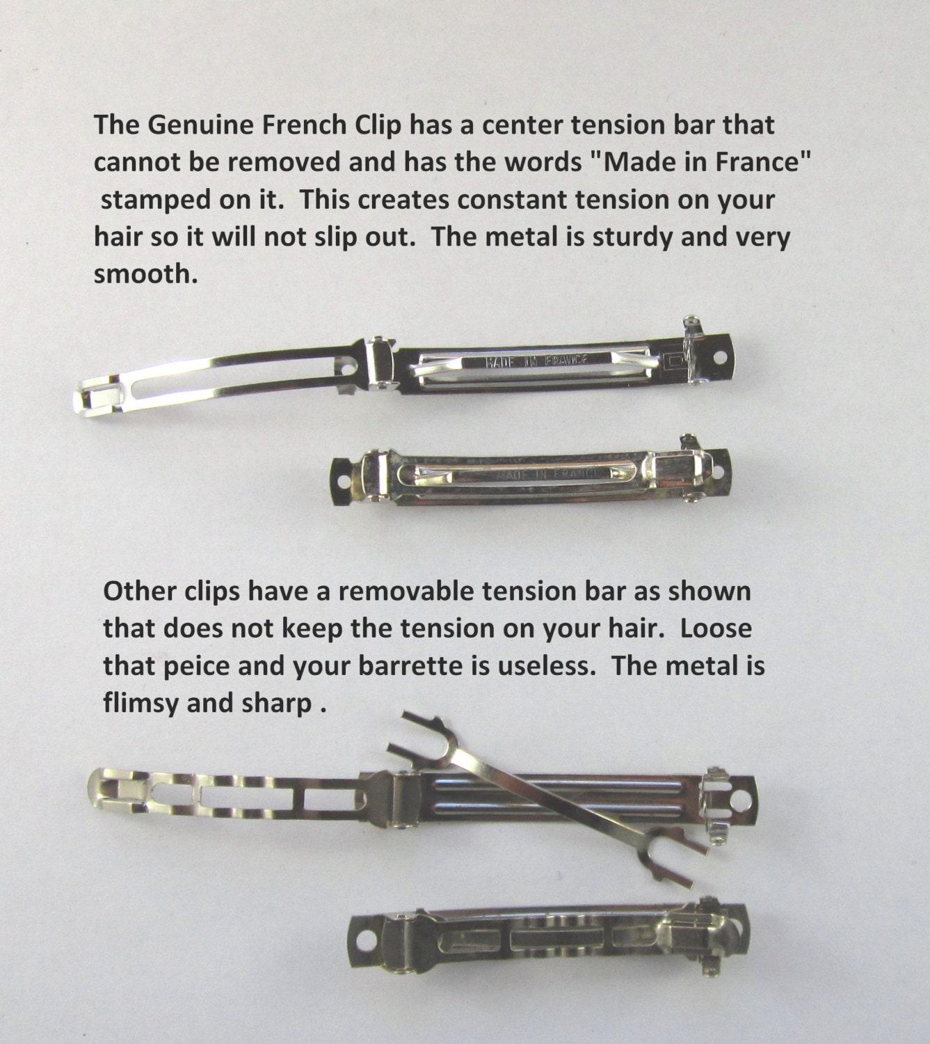 Ballet French Barrette 80mm Thick Hair Barrette Large | Etsy