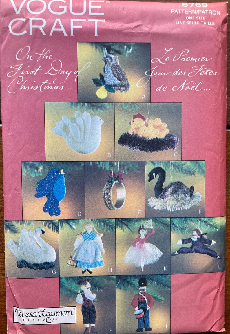 UNCUT Vintage (1990's) Christmas Craft Sewing Patterns ~~ Ornaments ...
