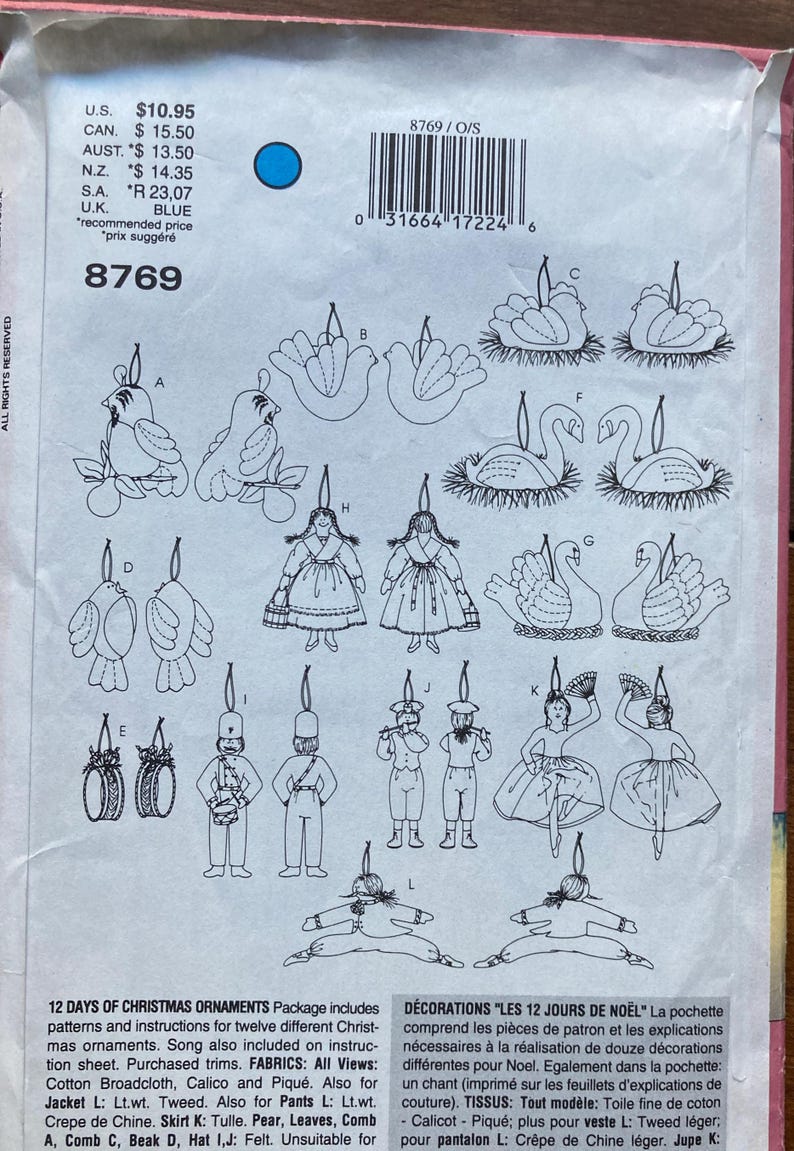 UNCUT Vintage (1990's) Christmas Craft Sewing Patterns ~~ Ornaments ...