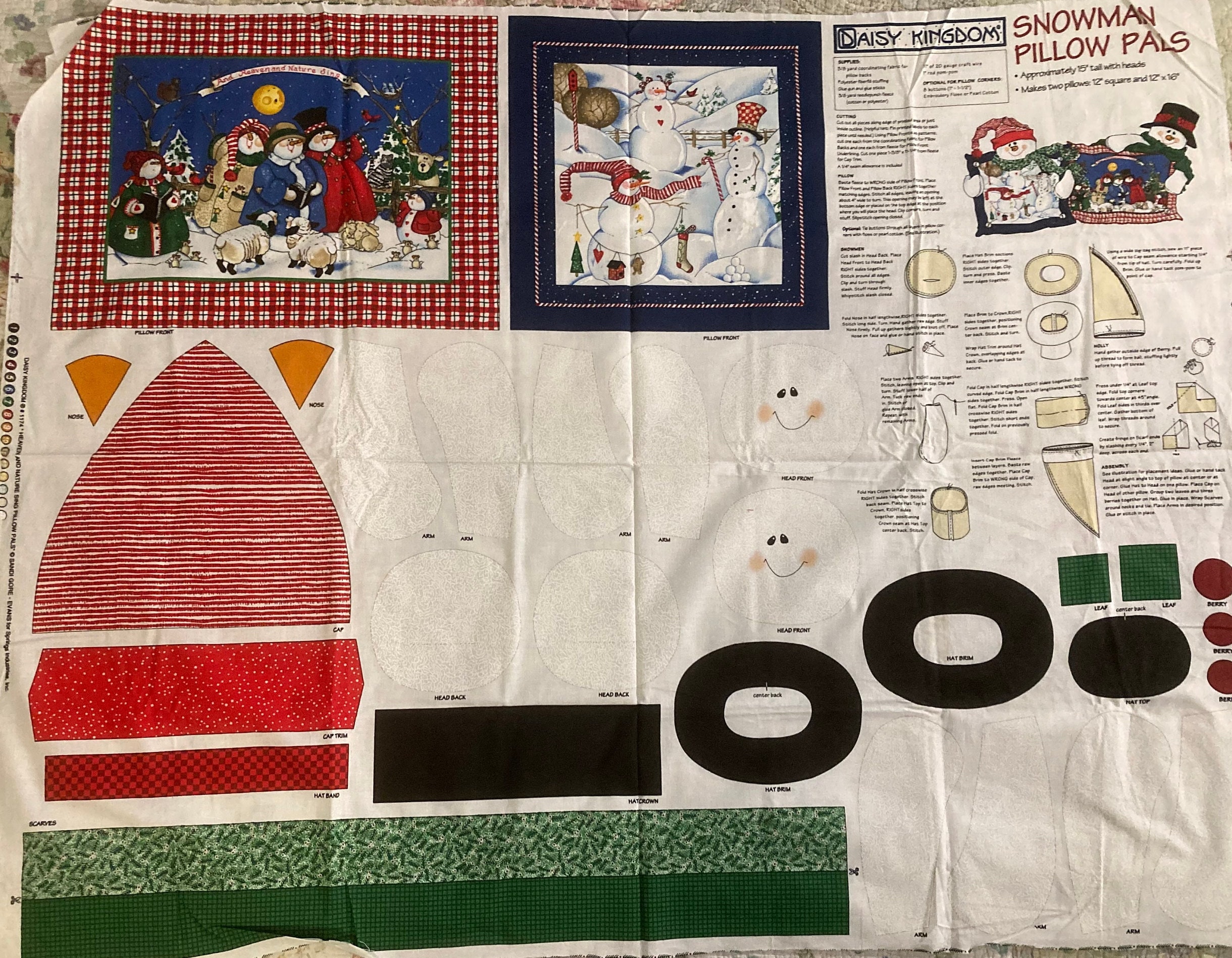 Snow Man Fabric Panels From the V.i.p.'s Cranston Print Works/daisy ...