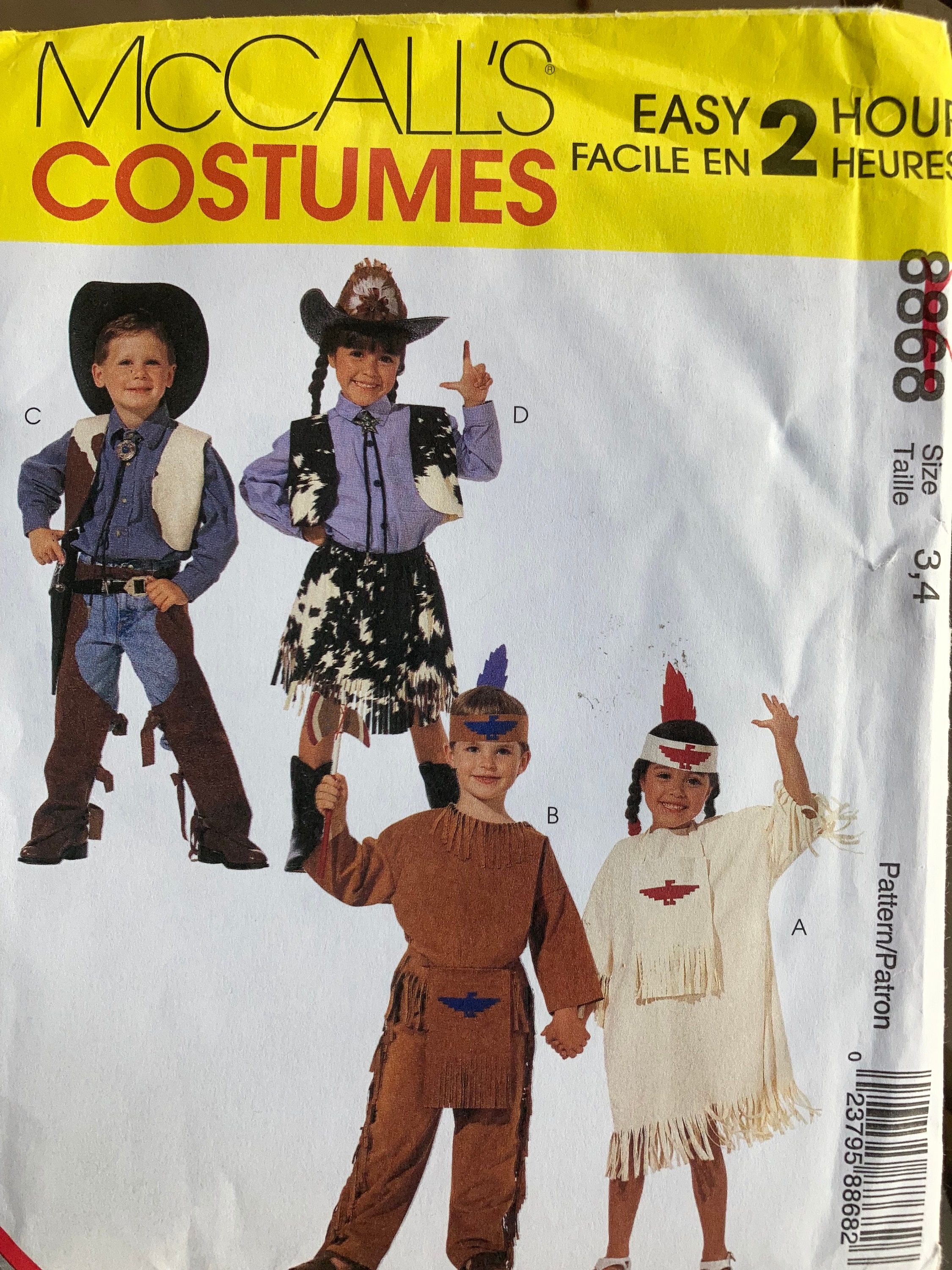 Patterns Sewing McCall's Costumes 8868 Sewing Pattern Cowboys & Indians ...