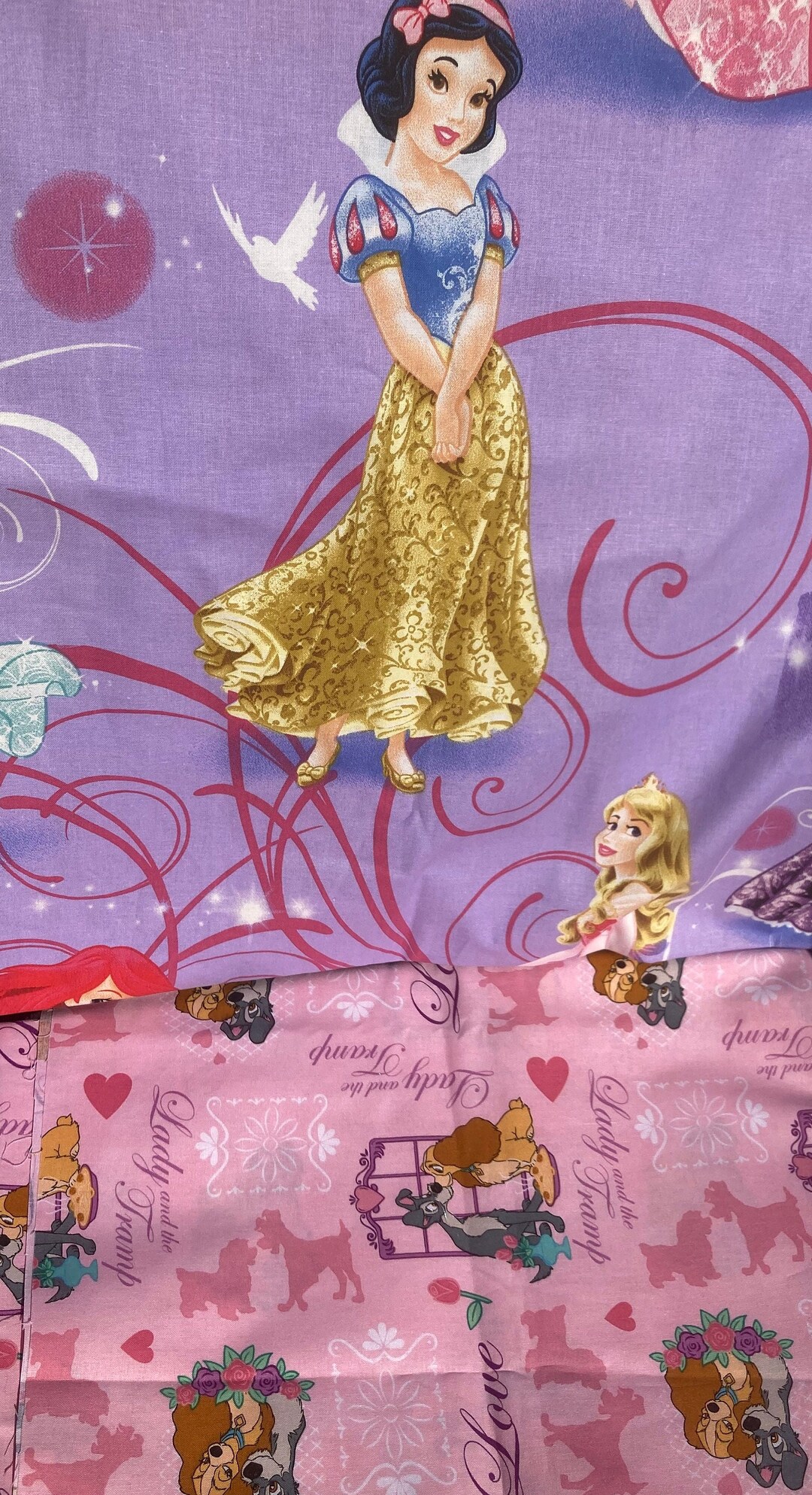 Cotton Disney Print Fabric Lavender Disney Princess & Pink - Etsy