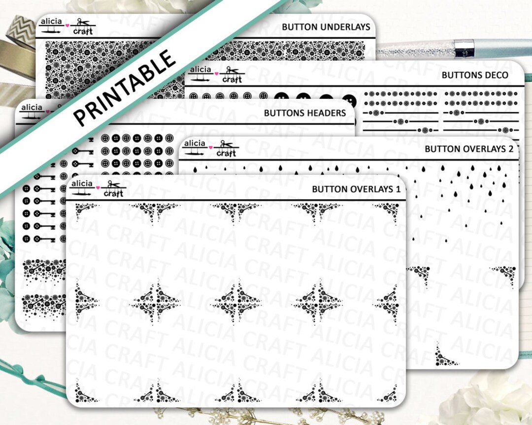 Buttons / Printable Foil Ready Planner Stickers Bundle / für - Etsy ...