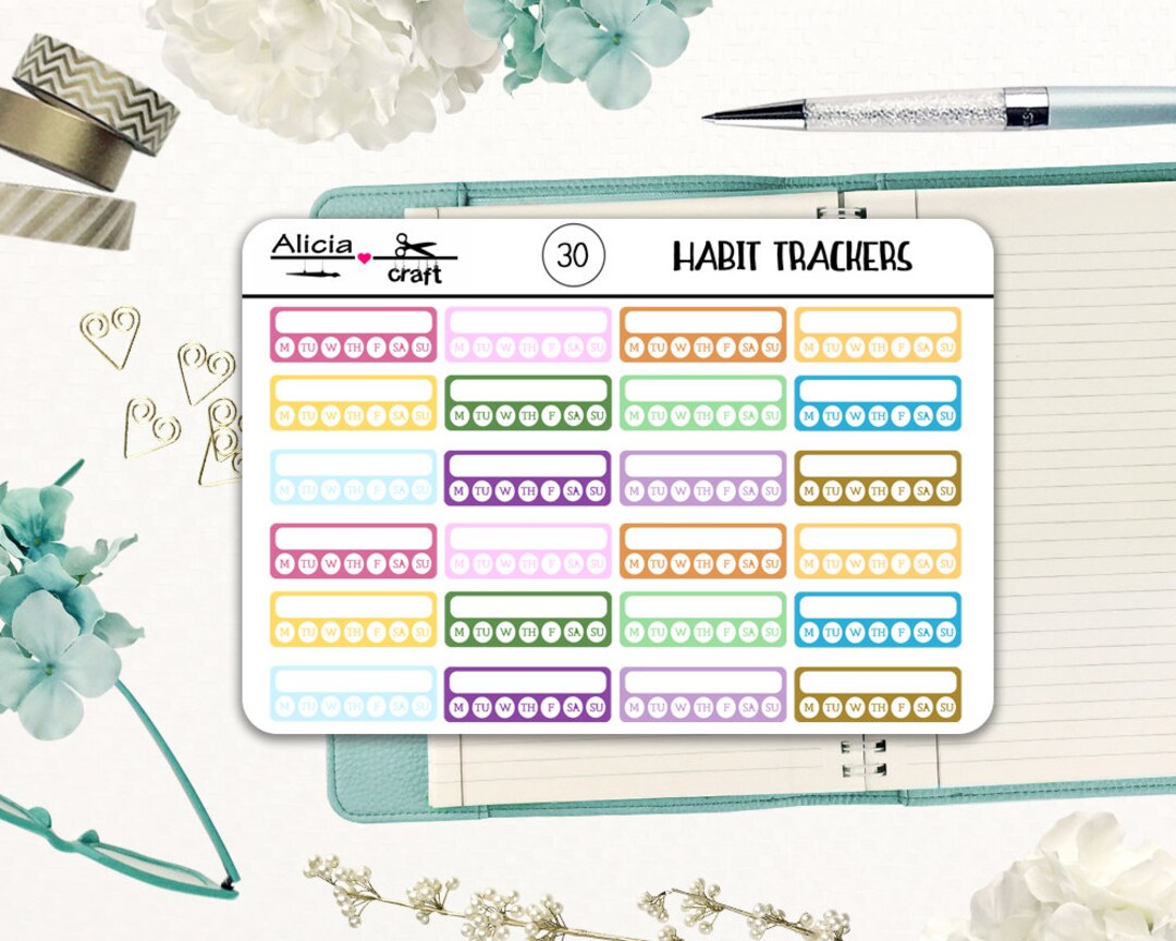 Habit Trackers / Printable Planner Stickers / for Erin Condren, Happy ...