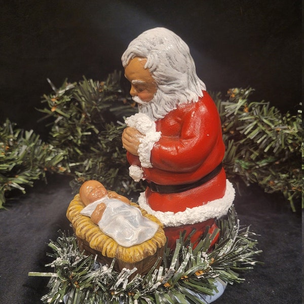 Santa Kneeling to the Baby Jesus - Etsy