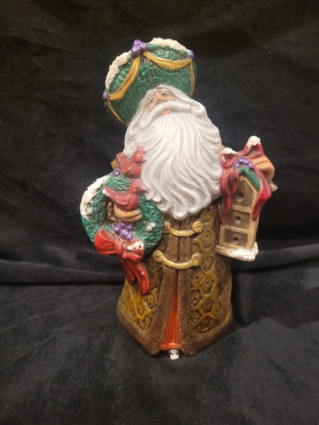 Old World Santa St Nicholas With Wreath Cardinals and Birdhouses Hand ...