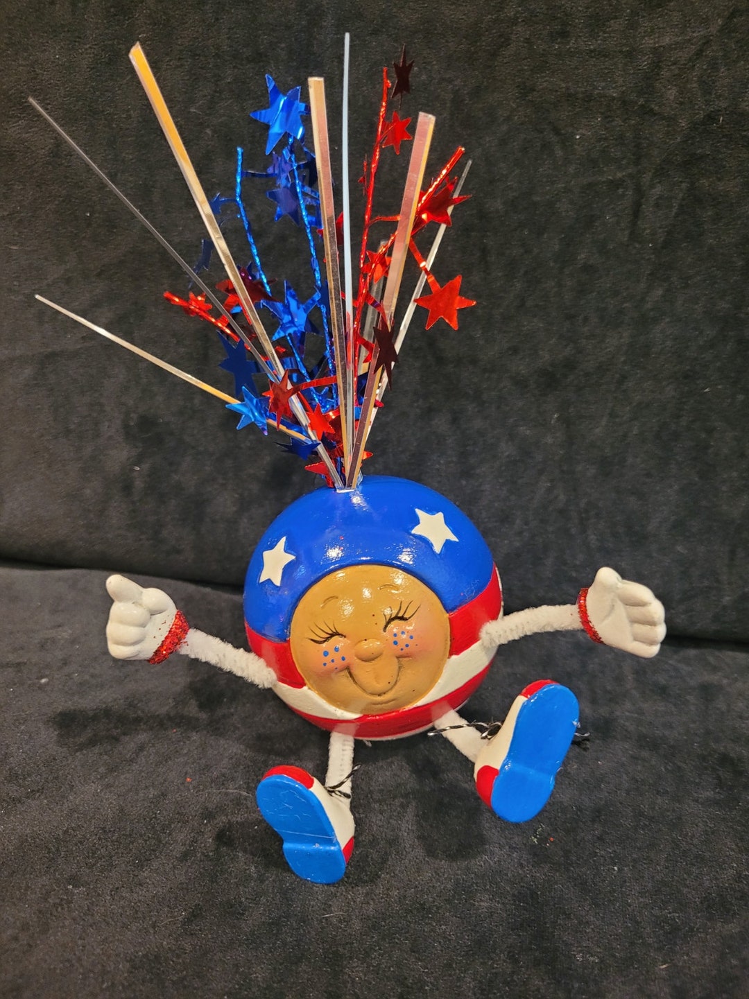4th of July Firecracker Cherry Bomb Hand Painted Ceramic Patriotic ...
