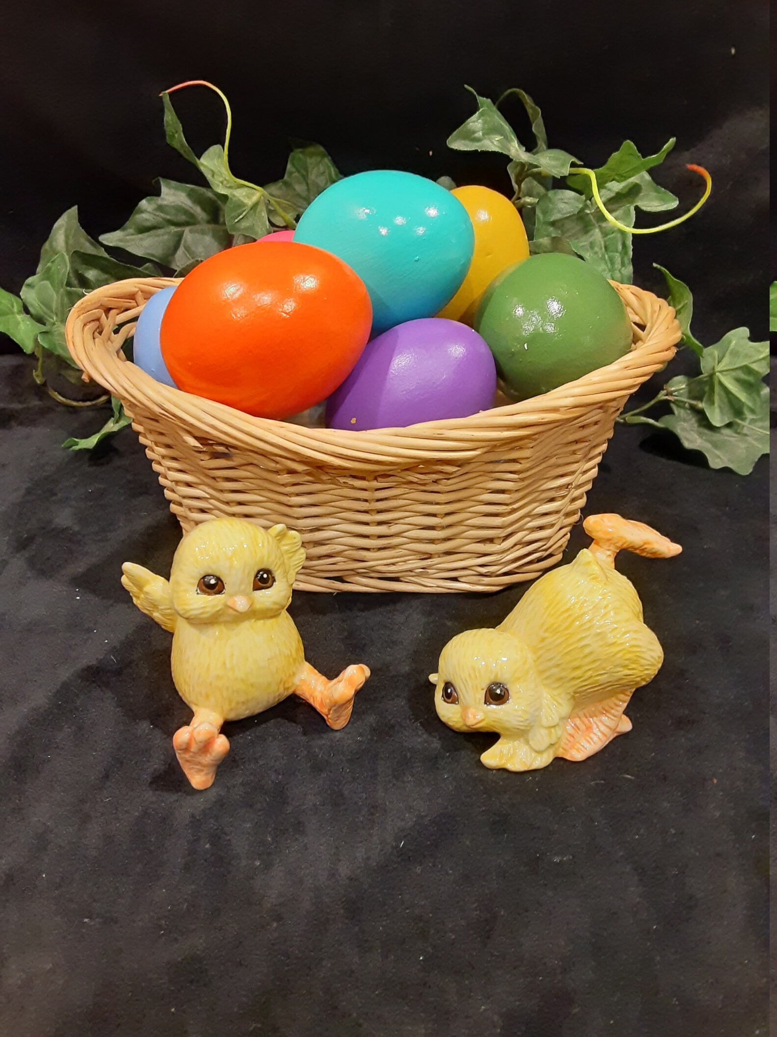 Spring chicks chickens glazed ceramic hand painted for garden | Etsy