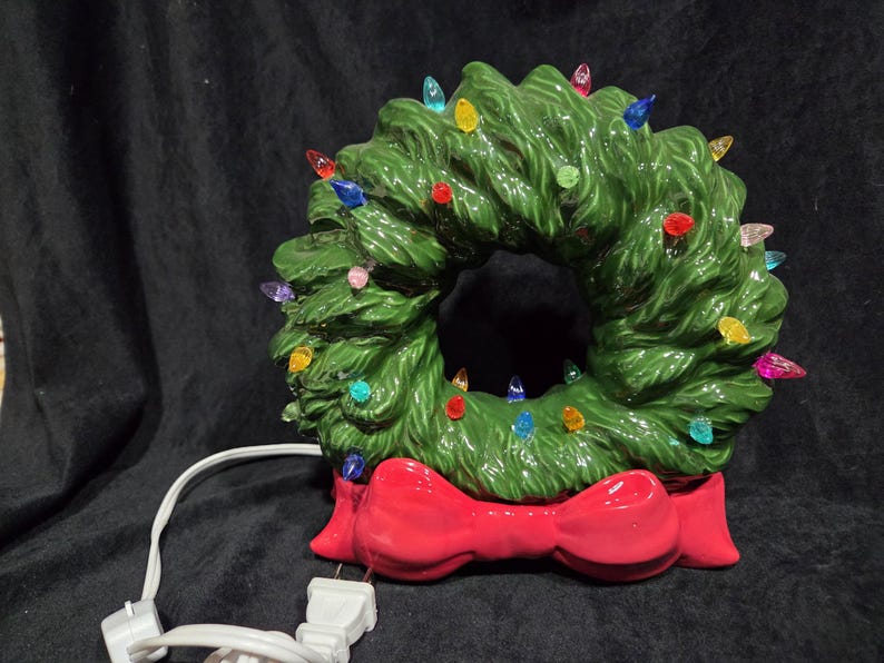 Ceramic Wreath With Colorful Lights and Light Bulbs Included - Etsy