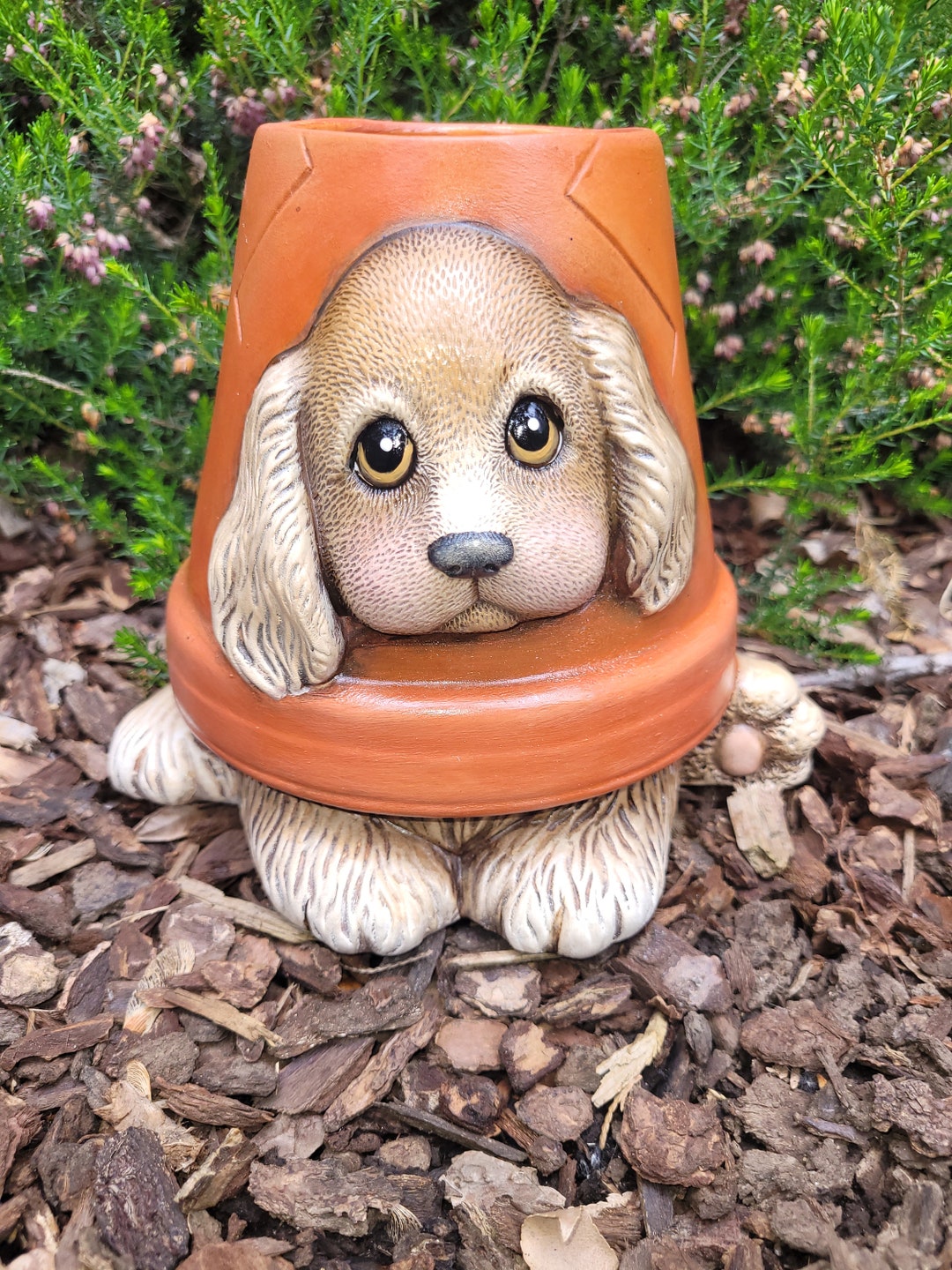 Puppy Dog Cocker Spaniel Planter Hand Painted Ceramic Fresh Out of the ...