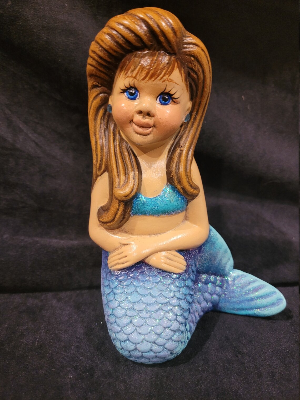 Mermaid Marlee Hand Painted Ceramic 7 Tall Glittery Blue - Etsy