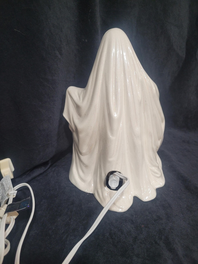 Vintage Spooky Sammy Ghost Holding Pumpkin Light Hand Painted Glazed ...