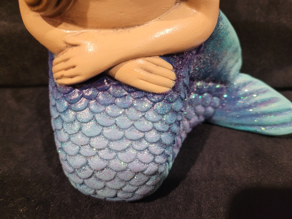 Mermaid Marlee Hand Painted Ceramic 7 Tall Glittery Blue - Etsy
