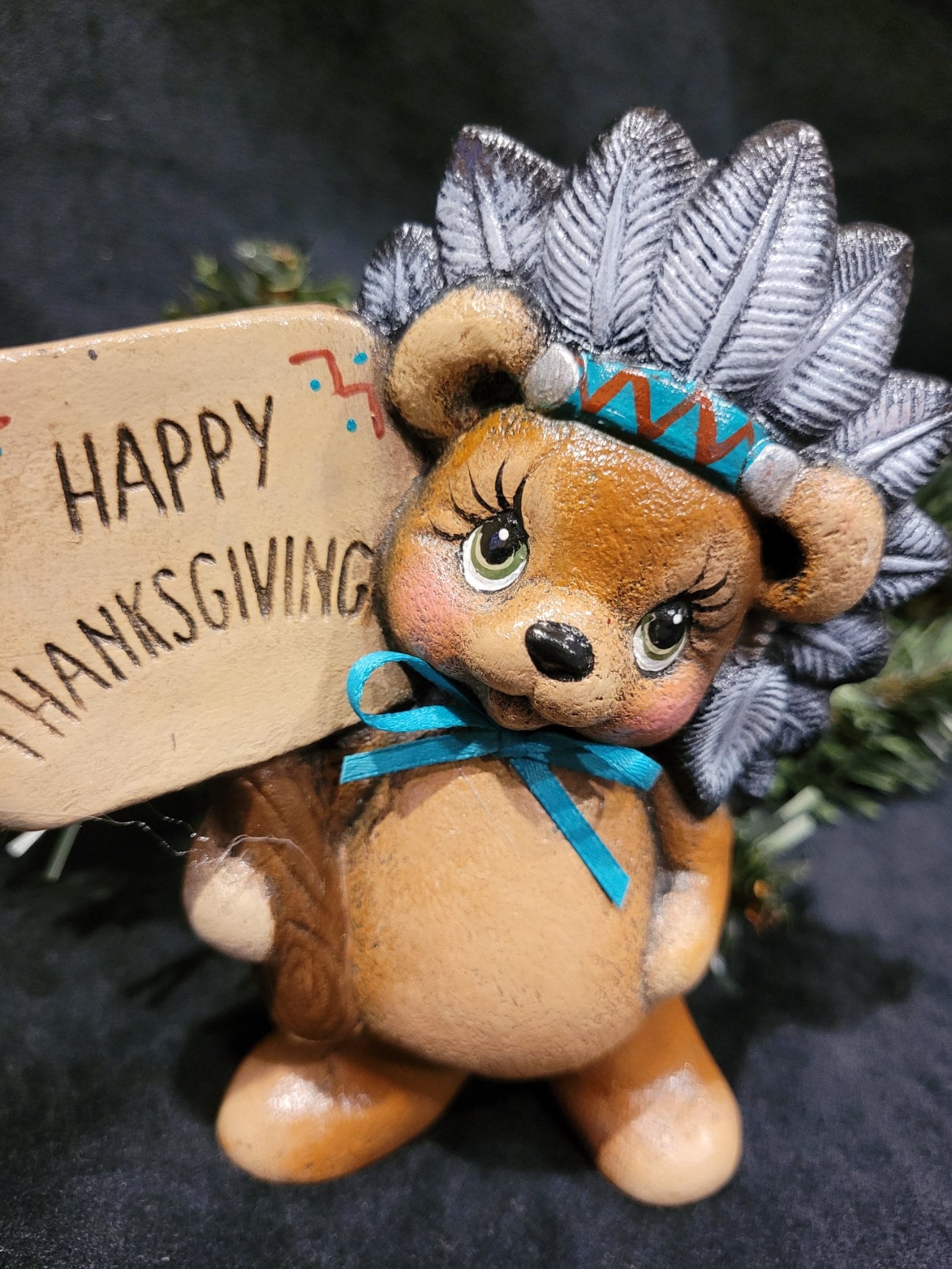 Happy Thanksgiving Indian Native American Bear Ceramic - Etsy