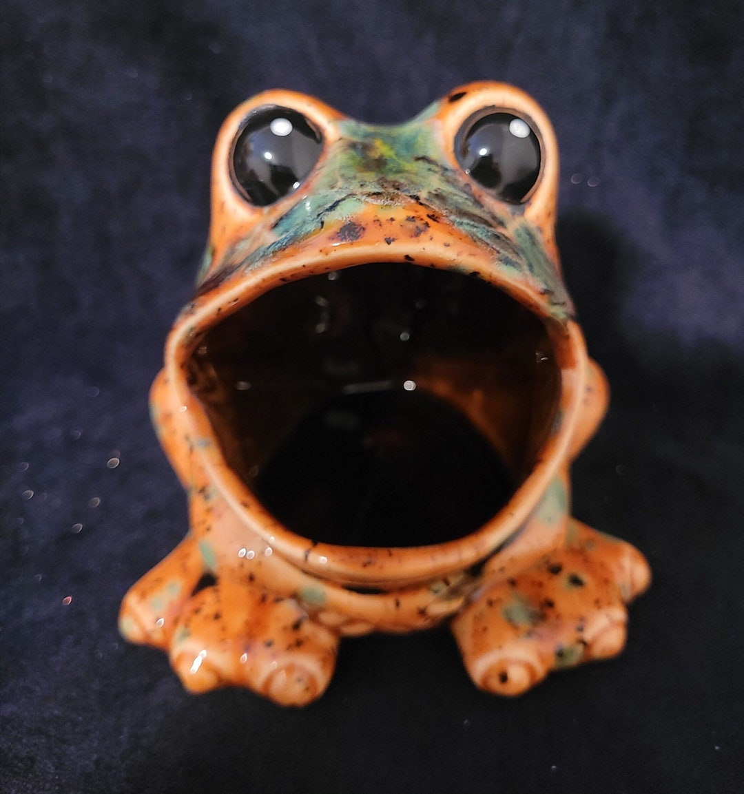 Retro Ceramic Frog Scrubby Sponge Holder Vintage Mold Toad Kitchen Sink ...