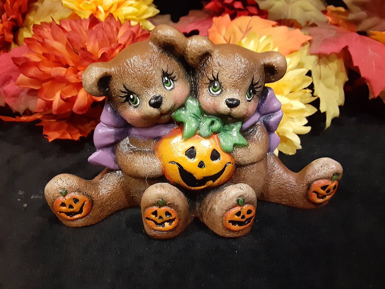 Halloween Cuddle Bears Ceramic handpainted fall pumpkins trick | Etsy