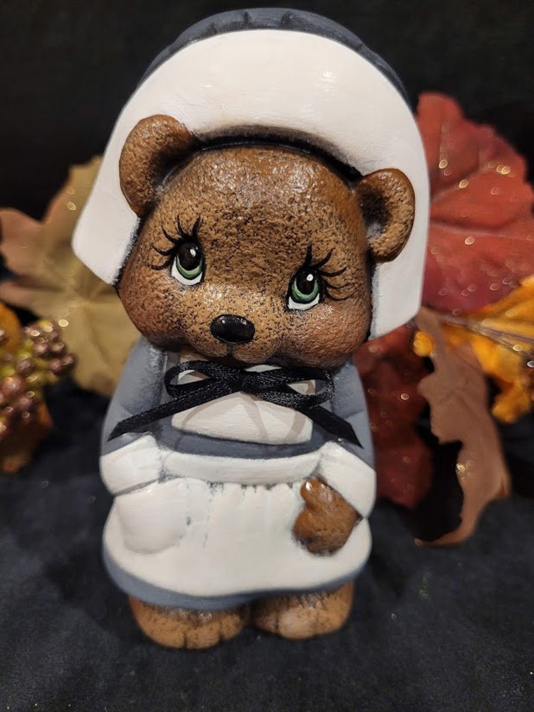 Happy Thanksgiving Pilgrim Bear Ceramic Handpainted Fall Harvest - Etsy