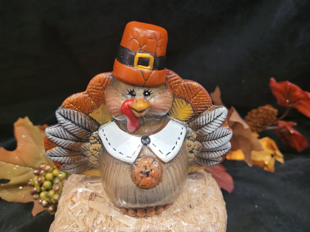 Happy Thanksgiving Turkey Pumpkin Ceramic Handpainted Fall Harvest ...