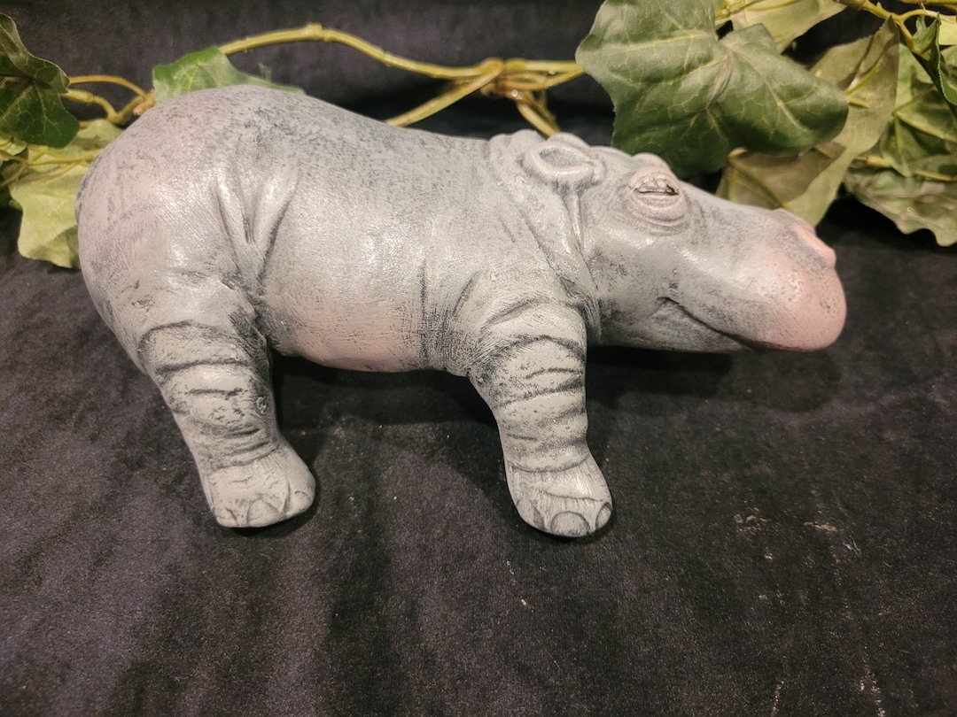 Hippo Hippopotamus Shelf Sitter Lounging Hand Painted Ceramic Fresh Out ...