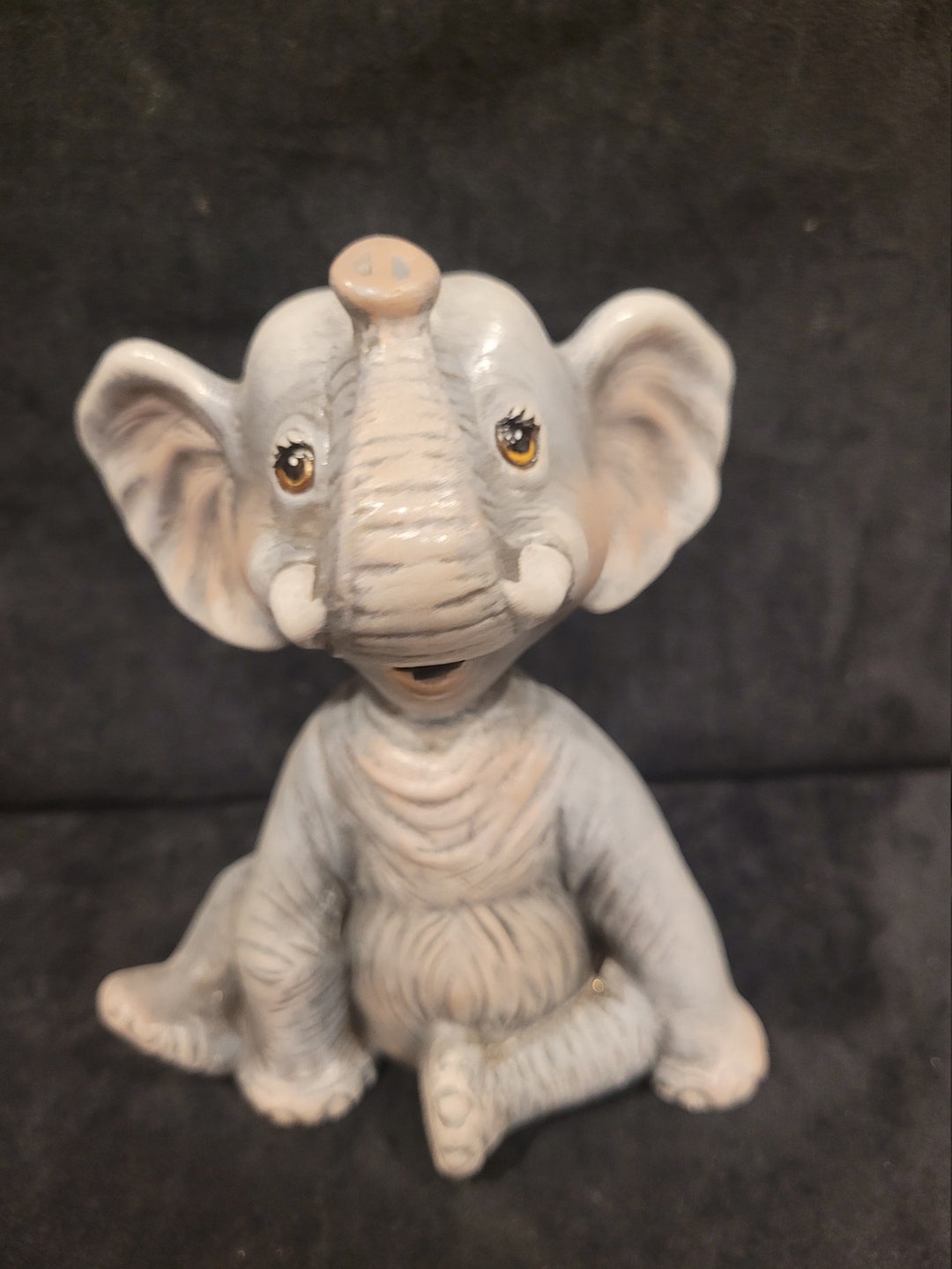 Elephant Hand Painted Ceramic Bobble Head - Etsy