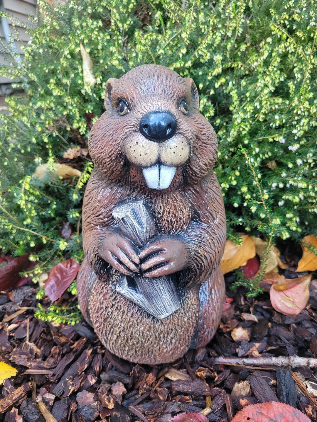 Beaver Hand Painted Ceramic Garden Porch Home Interior OSU Oregon State ...