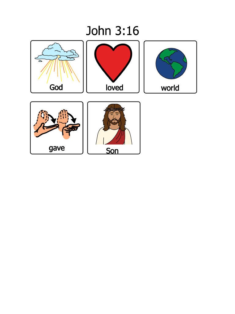 Boardmaker Memory Verse John 3:16 AAC - Etsy