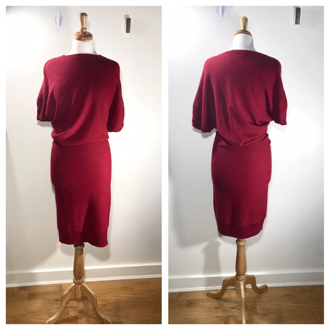 Red Lanvin Dress Red Vintage Lanvin Sweater Dress 1980s Lanvin Midi ...