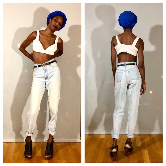 80s Vintage Jeans / High Waisted Jeans White Washed Denim 80s Vintage Jeans / High Waisted Jeans White Washed Denim