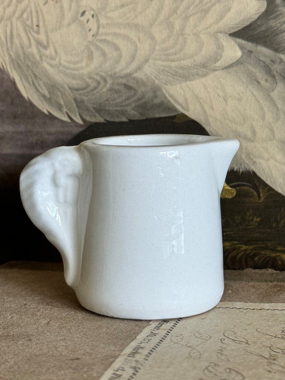 Vintage Elephant Ear Ironstone Creamer / Pitcher / Chunky / Farmhouse ...