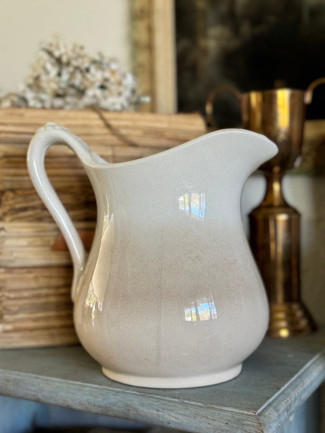 Vintage Ironstone Pitcher / Staining / Crazing / Royal Crownford ...