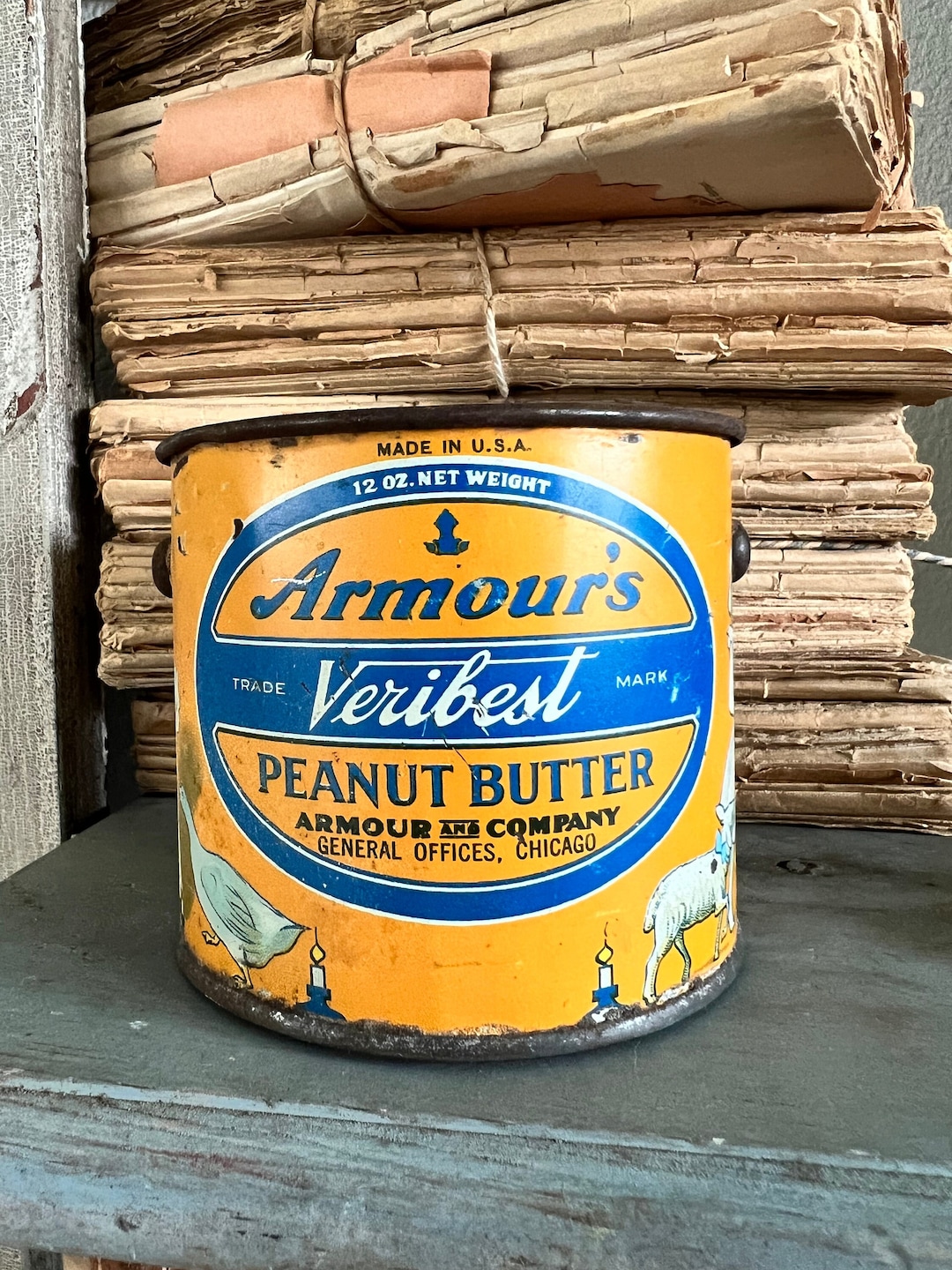 Vintage Armour's Peanut Butter Tin / Veribest / Nursery Rhyme / Goose ...
