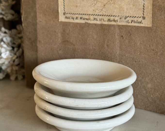 4 Vintage Ironstone Butter Pats / White / Patina / Chunky / Farmhouse ...