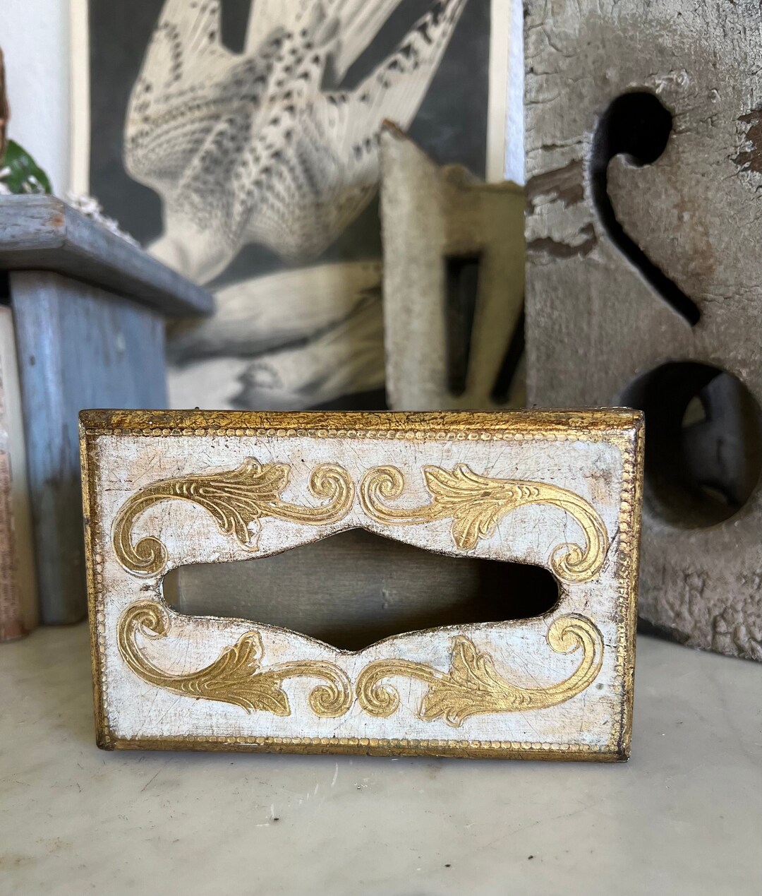 Vintage Gilded Tissue Box / Small / Vanity / Gold / Kleenex - Etsy