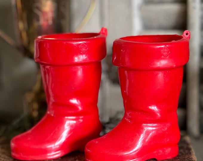 2 Santa Boots / Boot / Red / Christmas / Ornament / Candy / Plastic ...