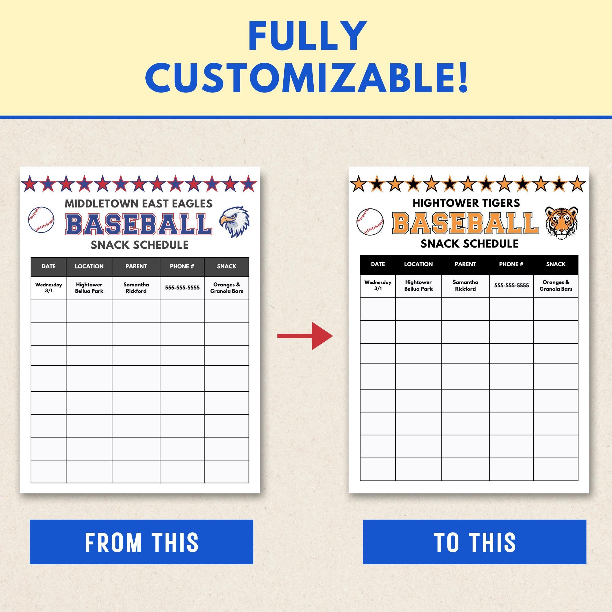 Baseball Batting Lineup Printable, Team Roster, Instant Download for ...