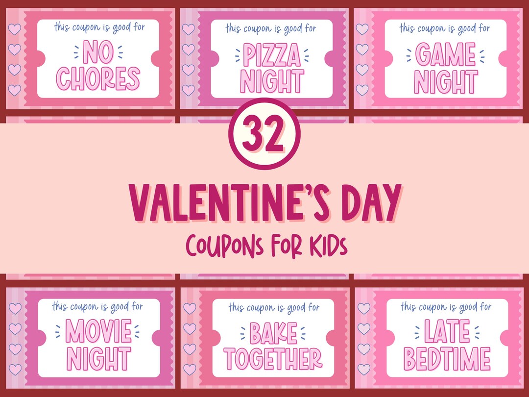 Printable Kids Valentine's Day Coupons, Valentine's Day Coupon Book ...