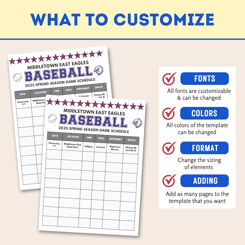 Editable Baseball Game Schedule Template, Game Day Planner (canva ...