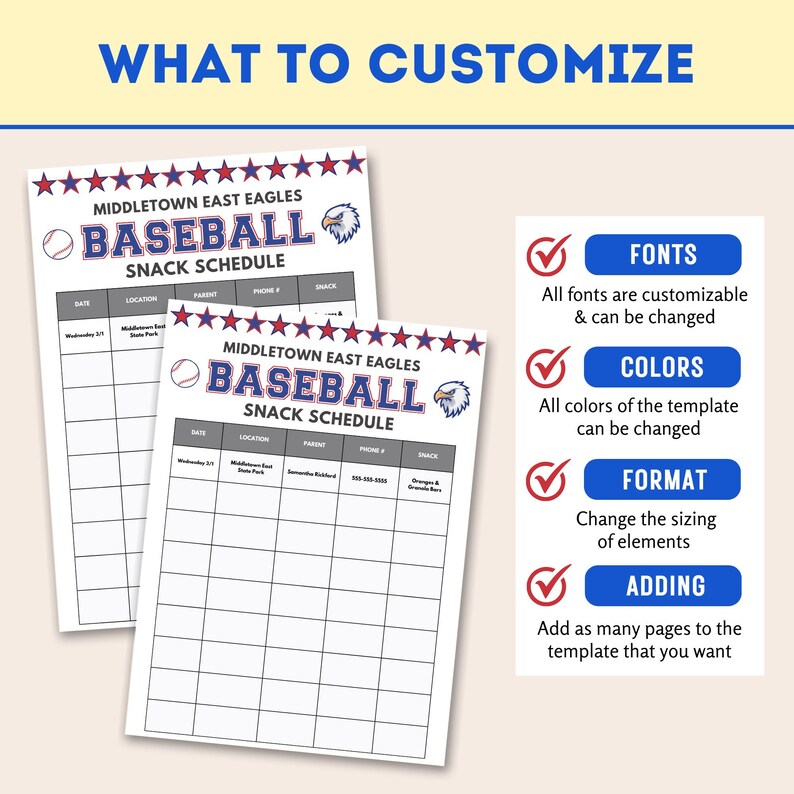 Baseball Batting Lineup Printable, Team Roster, Instant Download for ...