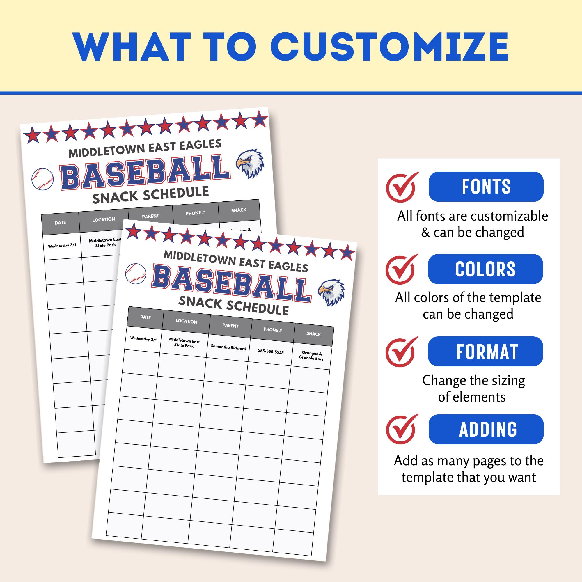 Baseball Batting Lineup Printable, Team Roster, Instant Download for ...