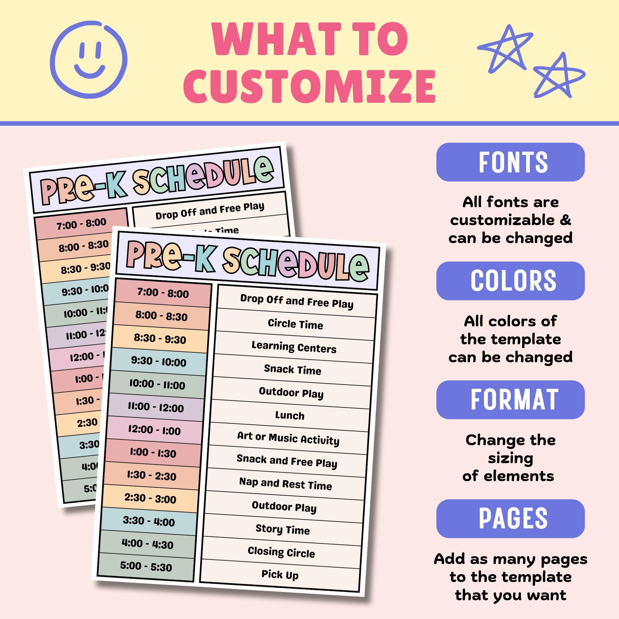 Editable Pre-k Daily Schedule: Homeschool & Daycare Routine (canva ...