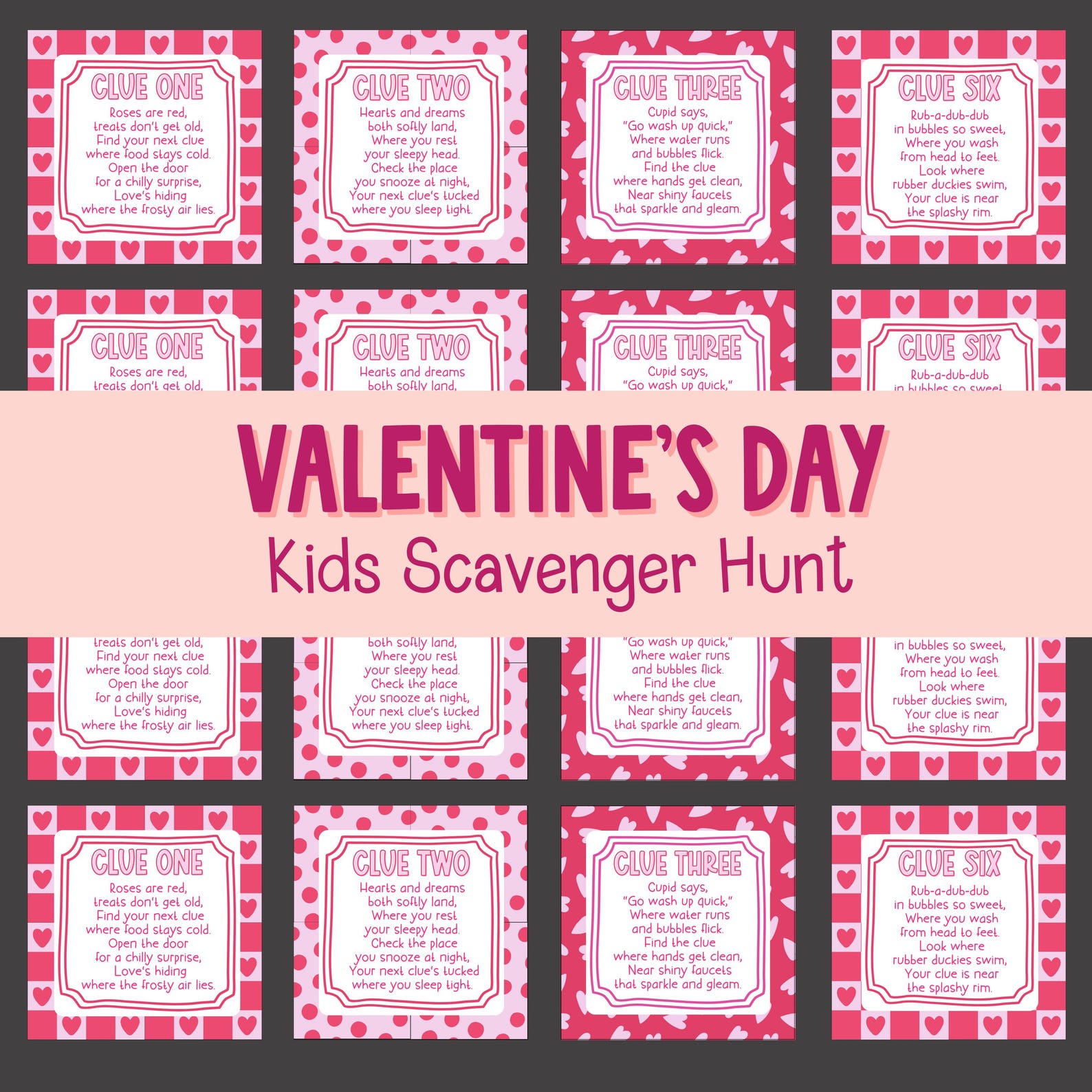 Printable Kids Valentines Day Scavenger Hunt, Valentines Games for Kids ...