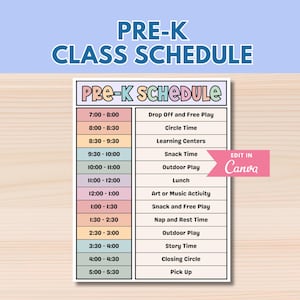 Editable Pre-k Daily Schedule: Homeschool & Daycare Routine (canva ...