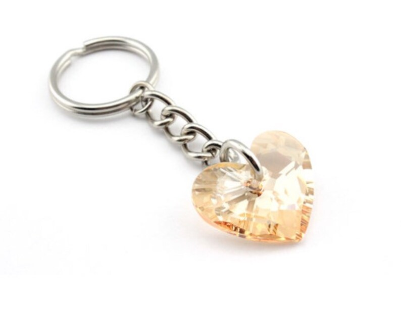 Antique Pink Crystal Heart Keychain - Etsy