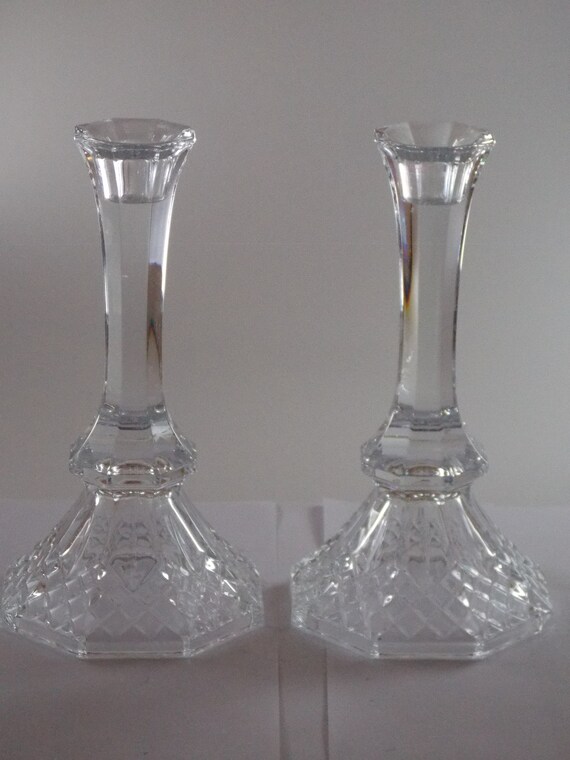Vintage Glass Candlesticks pair - Etsy