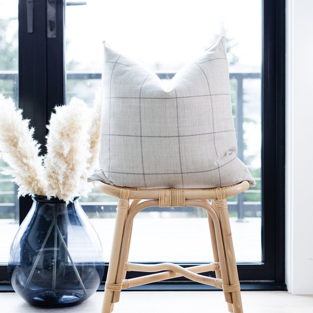 BRODERICK || Khaki Window Pane Pillow Cover ∙ Window Pane Plaid Pillow ...