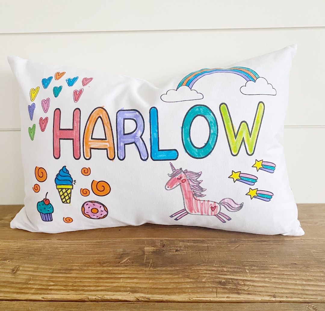 Kids Custom Coloring Pillow Cover (multiple Designs) • Kids Craft ...