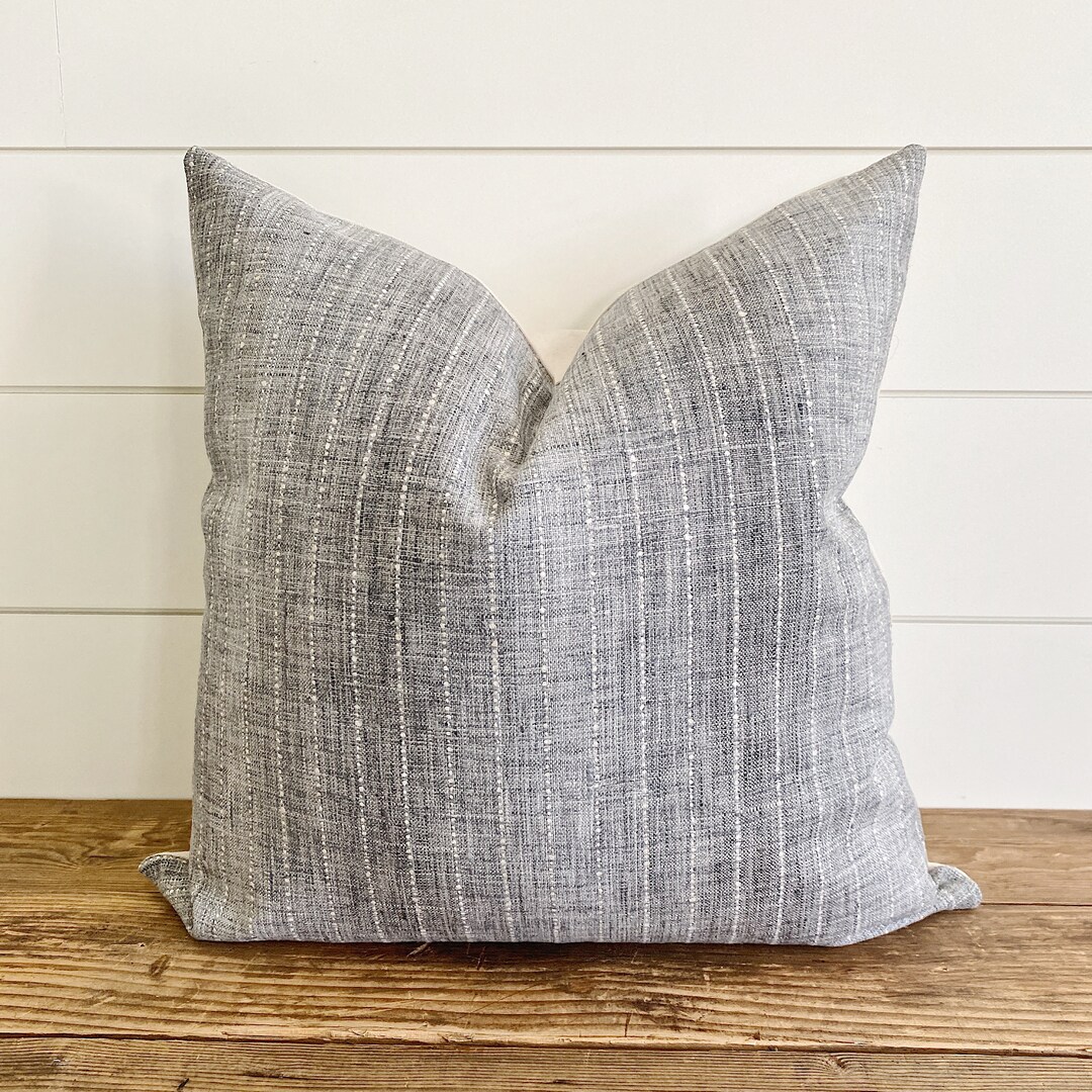 RAINEY || Gray & White Striped Pillow Cover • Neutral Pillow • Gray and ...