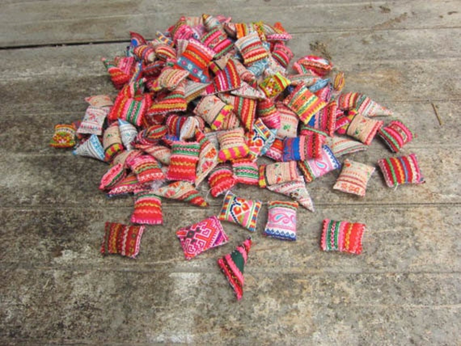 25pcs Hmong Embroidered Miniature Cushions Pillows Hmong Textile Shapes ...